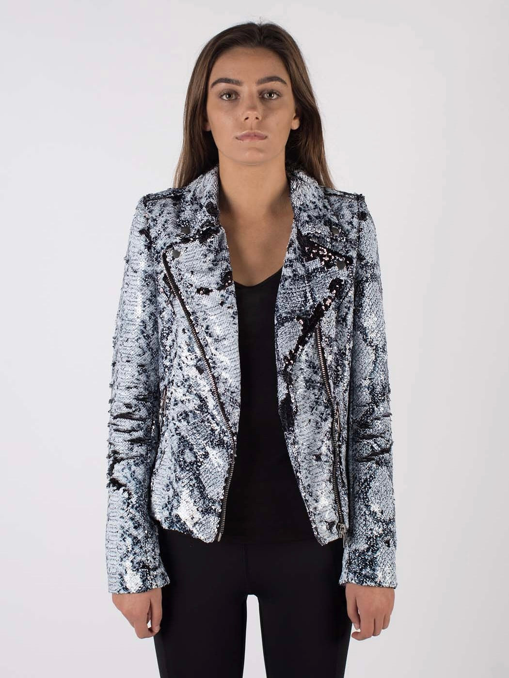 Any Old Iron Whitesnake Sequin Moto jacket