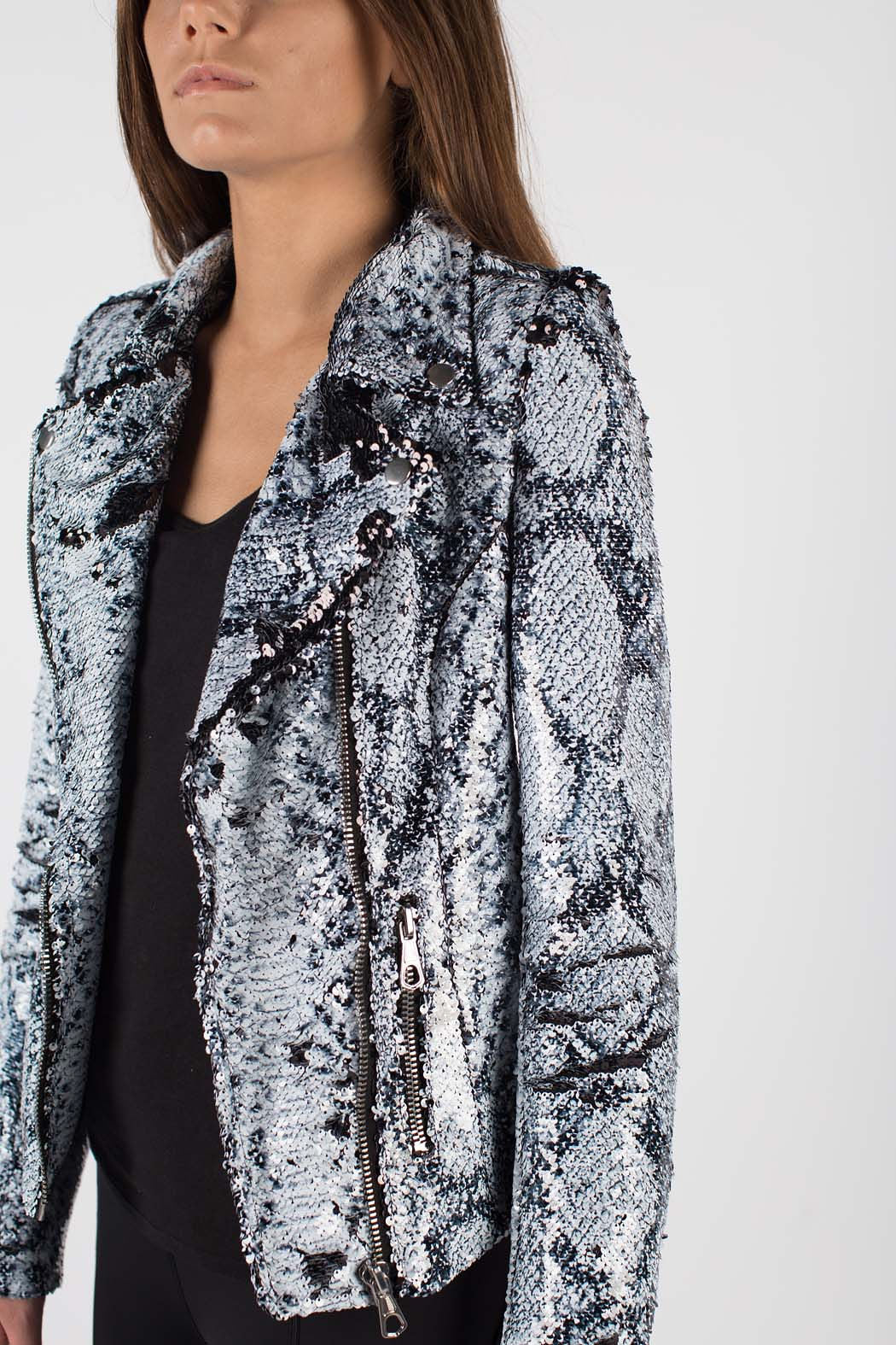 Any Old Iron Whitesnake Sequin Moto jacket